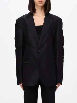 Gucci Cropped Silk Blazer With Peak Lapels And Padded Shoulders - Black