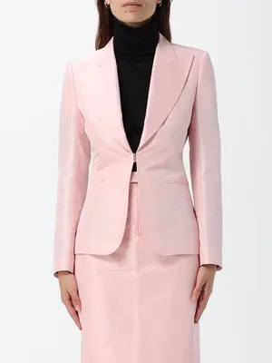 Gucci Cropped Silk Blazer - Pink