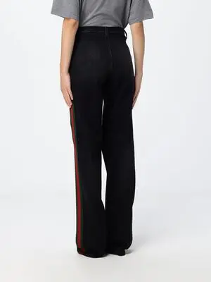 Gucci High-waisted Straight Jeans In Cotton Denim With Web Logo