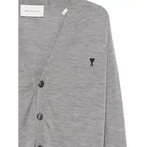 AMI Paris Grey Sweaters & Knitwear Cardigans