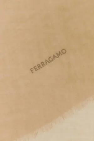 FERRAGAMO Camel Cashmere Scarf - Brown