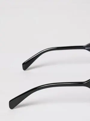 Miu Miu Triangular Frame Acetate Sunglasses With Contrast Logo - Black