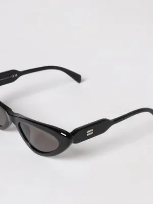 Miu Miu Triangular Frame Acetate Sunglasses With Contrast Logo - Black