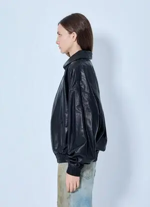 Acne Studios Leather Bomber Jacket - Black