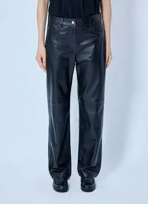 Max Mara Leather Straight-leg Trousers - Black