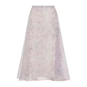 Alberta Ferretti Printed Organza Midi Skirt - Multicolor