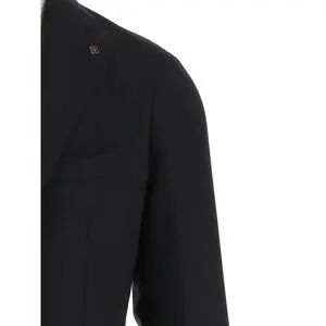Tagliatore Classic Single-breasted Wool Blend Blazer - Black