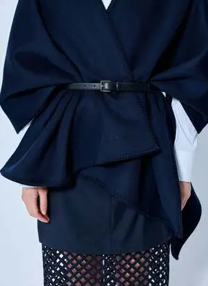 Max Mara Belted Wrap Poncho With Cut-out Skirt