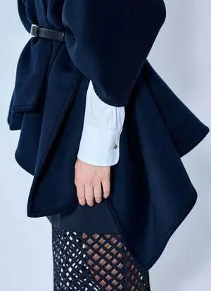 Max Mara Belted Wrap Poncho With Cut-out Skirt