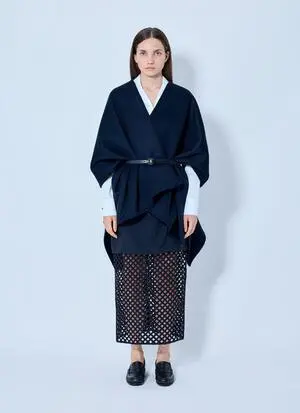 Max Mara Belted Wrap Poncho With Cut-out Skirt