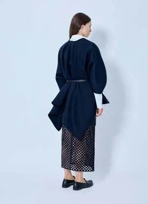 Max Mara Belted Wrap Poncho With Cut-out Skirt