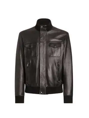 Dolce & Gabbana Lambskin Bomber Jacket - Brown