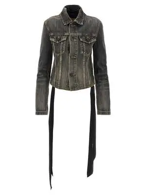 Balenciaga Lace Up' Denim Jacket - Gray