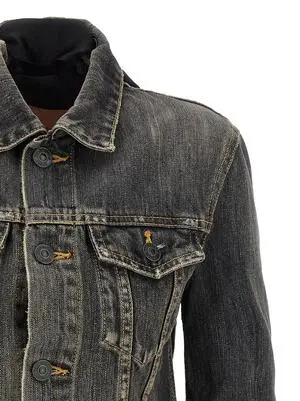 Balenciaga Lace Up' Denim Jacket - Gray