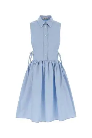 Miu Miu Light- Poplin Shirt Dress - Blue