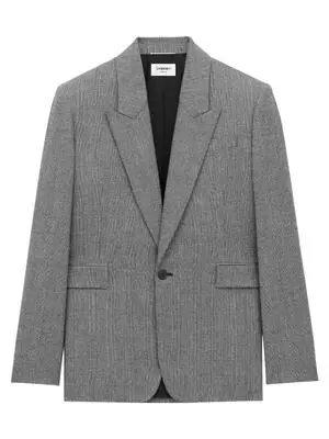 Saint Laurent Prince Of Wales Wool Flannel Jacket - Black