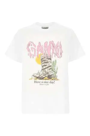GANNI Graphic Print Short Sleeve T-shirt - Multicolor
