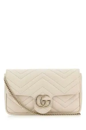 Gucci Ivory Leather Small Gg Marmont Shoulder Bag - White