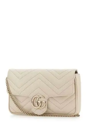 Gucci Leather Small Gg Marmont Shoulder Bag - White