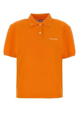 Miu Miu Cotton Piquet Polo Shirt - Orange