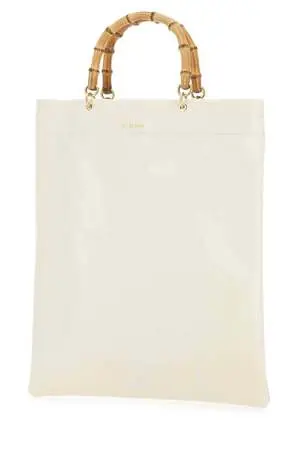 JIL SANDER Ivory Leather Medium Shopping Bag