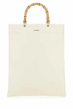 JIL SANDER Ivory Leather Medium Shopping Bag - White