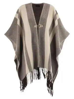 FAY Wool Poncho With Hook - Multicolor