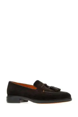 Santoni Dark Suede Easy Loafers