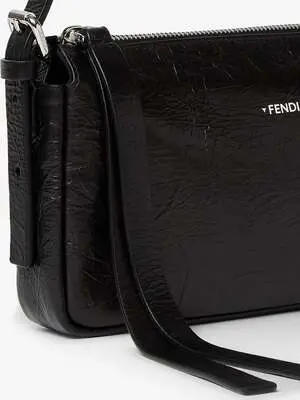 Fendi Zip Top Small Vintage-effect Leather Shoulder Bag - Multicolor