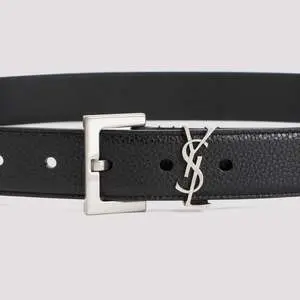 Saint Laurent Grained Calf Leather Belt