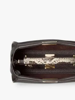 Fendi Peekaboo Mini Hammered Leather Handbag
