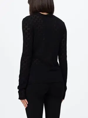 Gucci Sheer Gg Monogram Criªpe Top With Long Sleeves