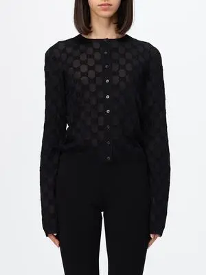 Gucci Slim Fit Criªpe Cardigan With Gg Monogram And Crew Neck - Black