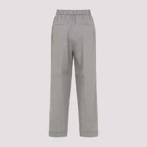 Peserico Pinstriped Linen Blend Trousers - Brown