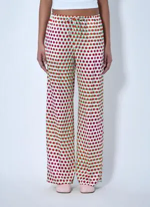Dries Van Noten DRIES VAN NOTEN Wide-Leg Patterned Silk Trousers Red
