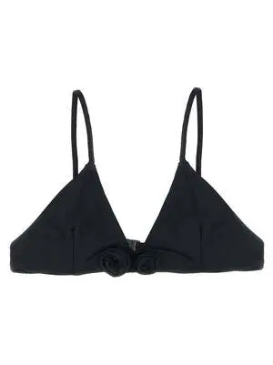 Coperni Floral Triangle Bikini Top - Black