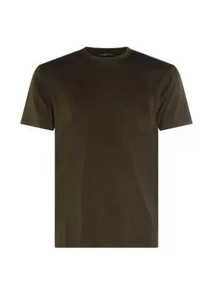 TOM FORD Tom Ford Men Embroidered Logo Crew-Neck T-Shirt Brown