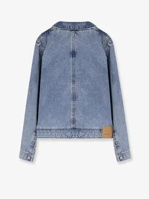 AMI Paris Denim Jacket With Iconic Embroidery - Multicolor