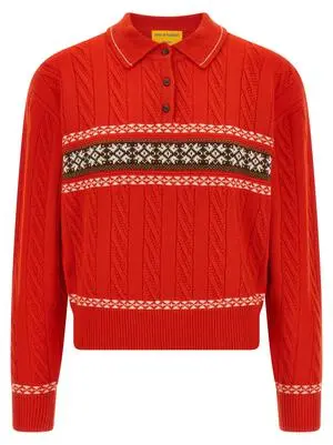 Guest In Residence Cable Collegiate Polo' Sweater - Red
