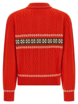 Guest In Residence Cable Collegiate Polo' Sweater - Red