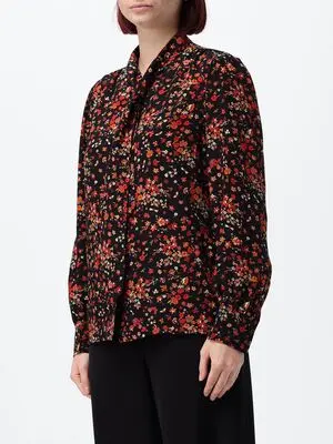 Gucci Floral-print Silk Shirt With Pussy-bow Collar - Black