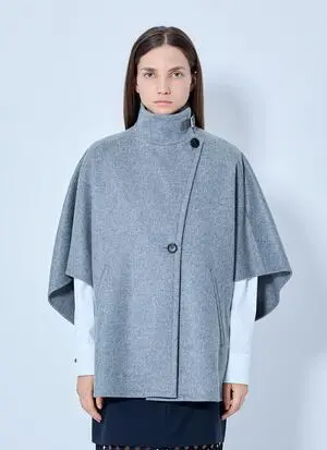 Max Mara Asymmetric Cashmere Cape - Gray