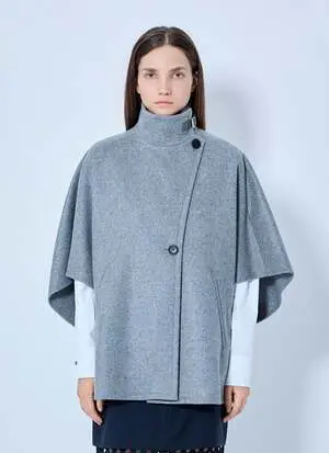 Max Mara Asymmetric Cashmere Cape - Gray