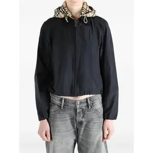 Burberry Cropped Hooded Zip-up Jacket
