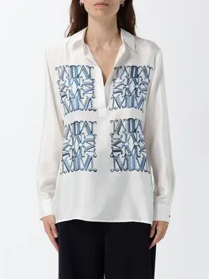 Max Mara Monogram Print Silk Shirt - White