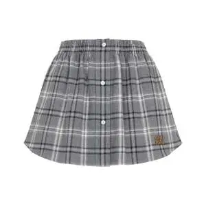 Miu Miu Cotton Midi Skirt - Gray