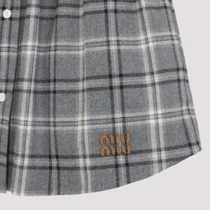 Miu Miu Cotton Midi Skirt - Gray