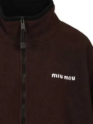 Miu Miu Zip Up Pile Jacket - Brown