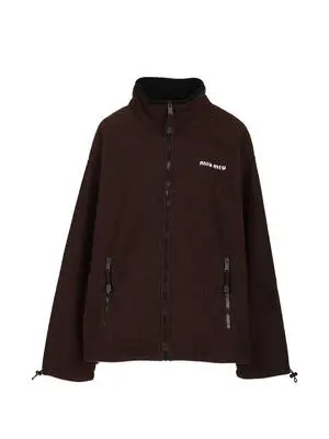 Miu Miu Zip Up Pile Jacket - Brown