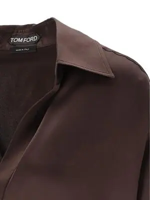 TOM FORD Silk Polo Shirt - Brown
